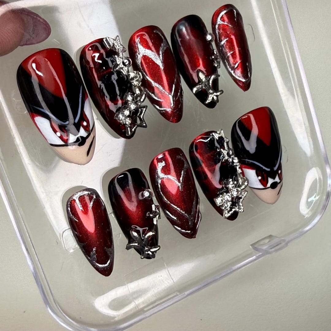 Emo Shadow the Hedgehog Press on Nails - Etsy