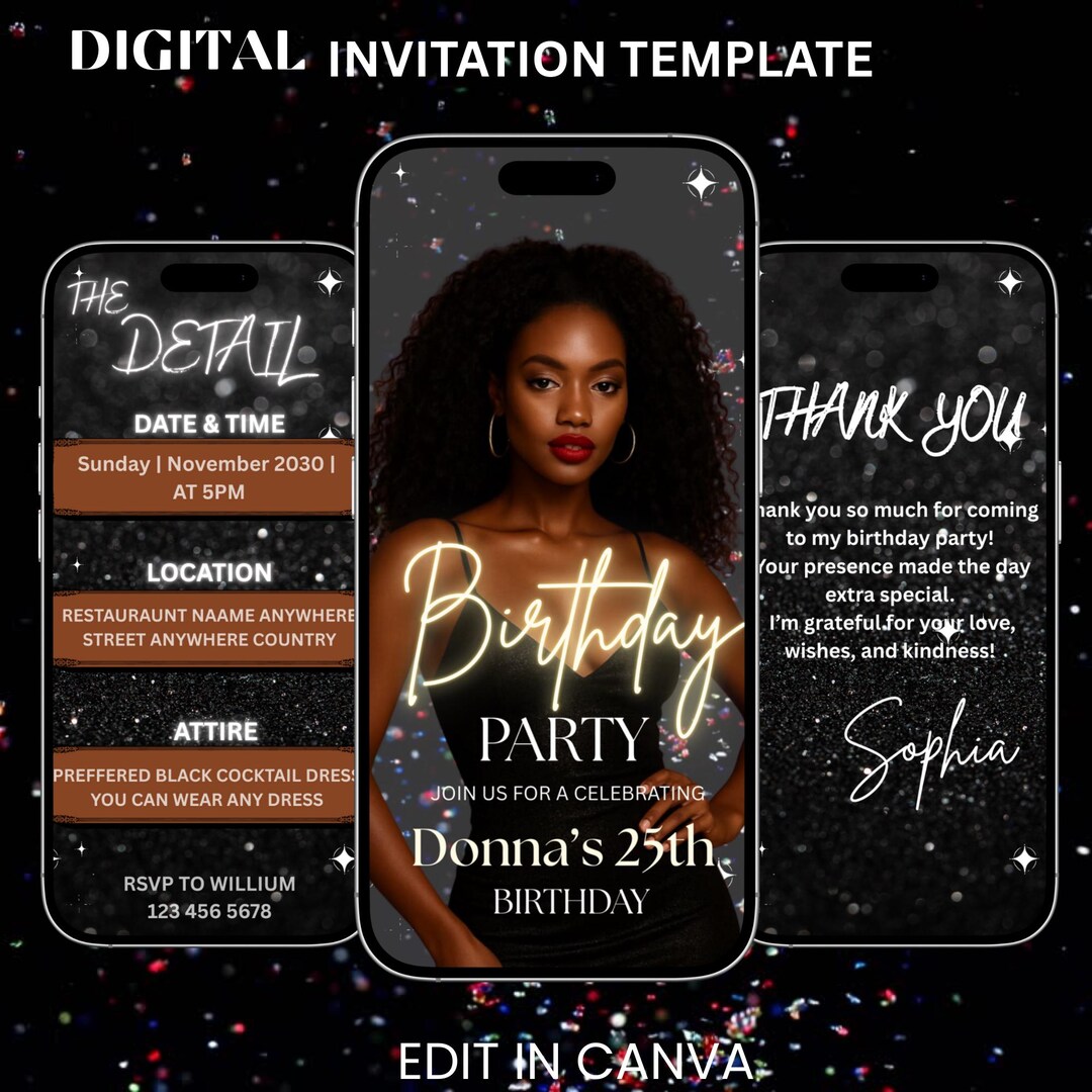 Animated Birthday Video Invitation • Modern Digital Party Invite - Etsy