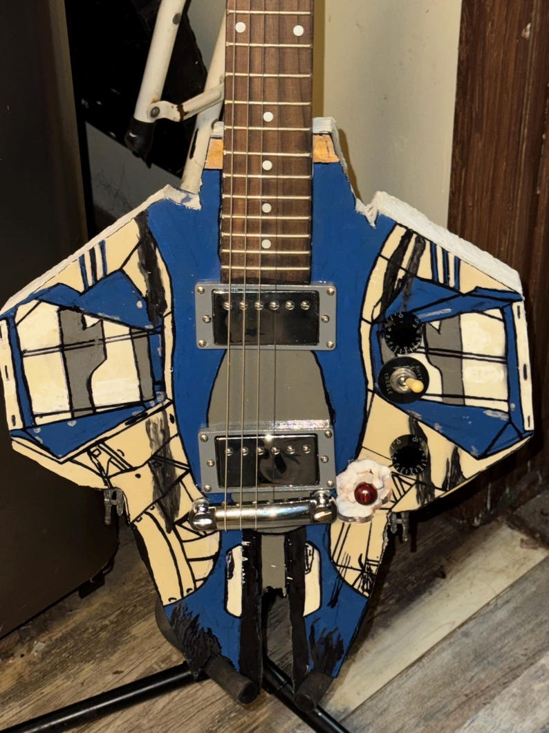 Custom, Hand Painted Wrecked Ship Guitar Maple Wood With Custom Stand ...