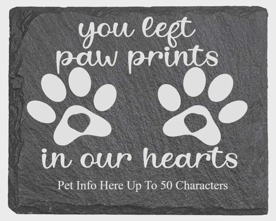 Personalized Slate Pet Memorial Plaque: Engraved Paw Prints (8x10") - Etsy