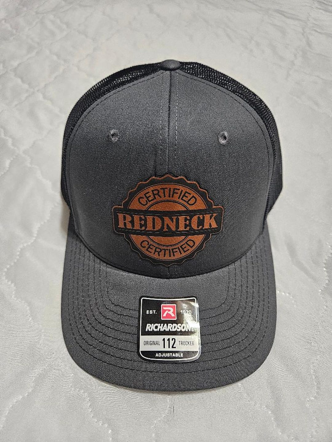 Richardson 112 Trucker Cap: Engraved Leather 'certified Redneck' Patch ...