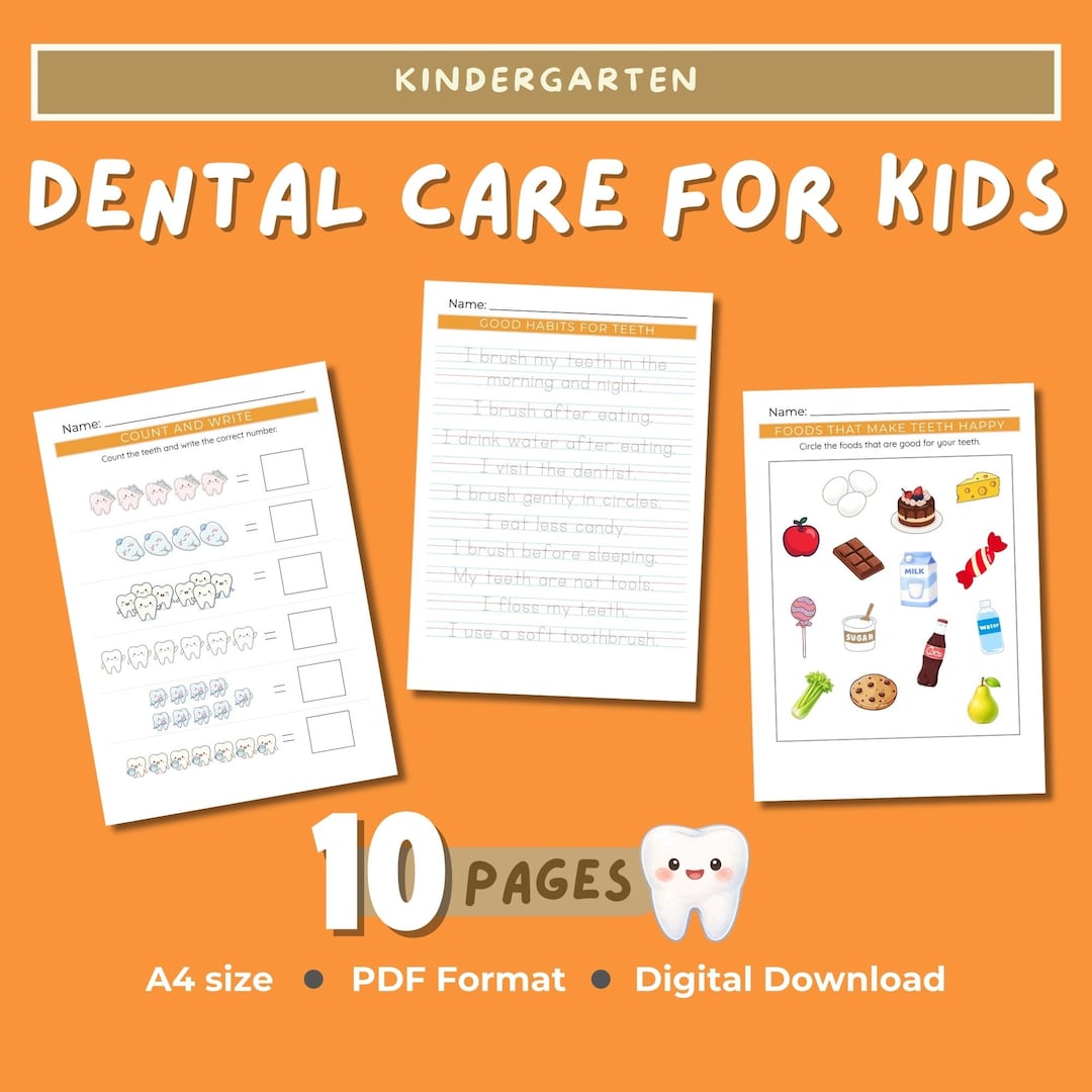 Kids Dental Hygiene Worksheet, Tooth Brushing Activities (PDF Download ...