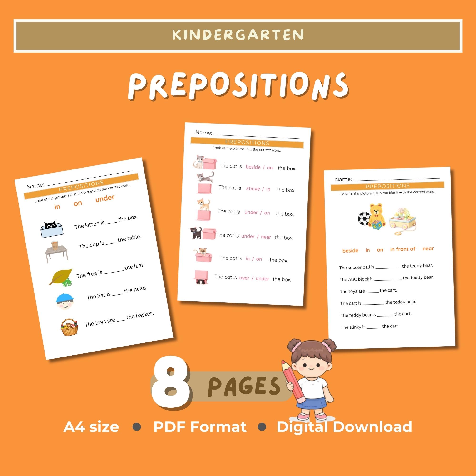Prepositions of Place Worksheets for Kindergarten, No Prep Printables ...