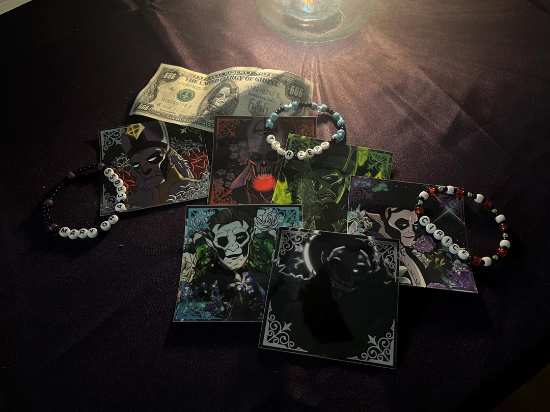 Ghost Band Floriography Holographic Stickers: Papa Emeritus Nihil Primo ...