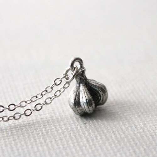 Silver Garlic Bulb Necklace Antique Pewter Garlic Bulb Charm - Etsy