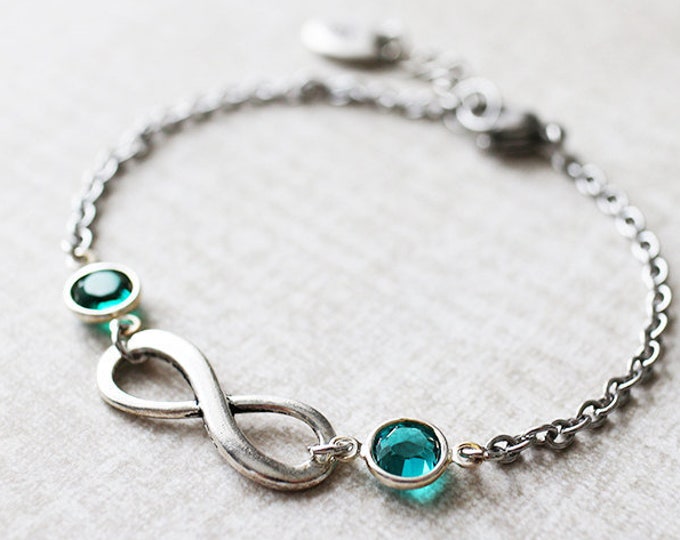 Infinity Bracelet. Infinity Link With Double Swarovski Birthstone ...