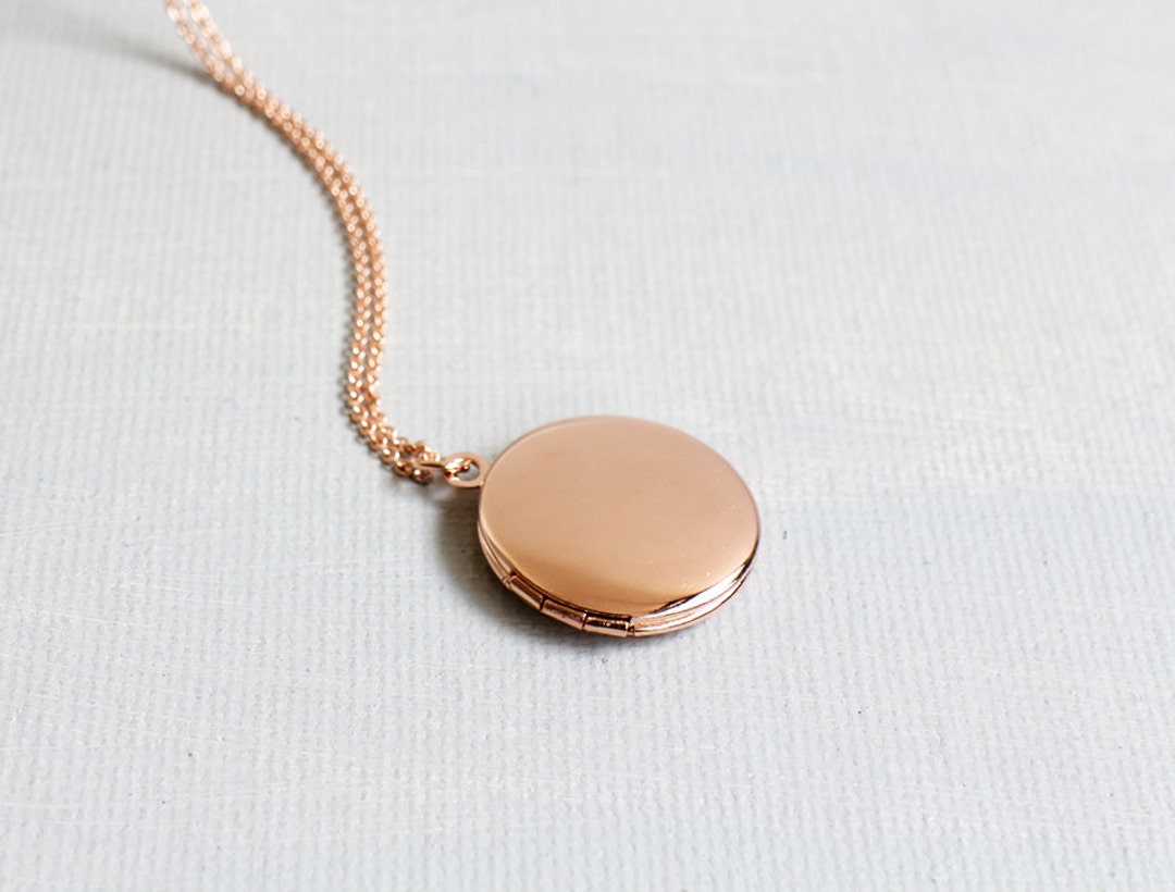 Rose Gold Locket Necklace. Small Round Rose Gold Plated Locket - Etsy