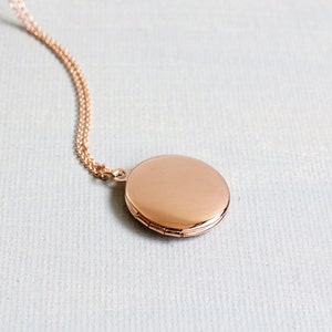 Rose Gold Locket Necklace. Small Round Rose Gold Plated Locket - Etsy