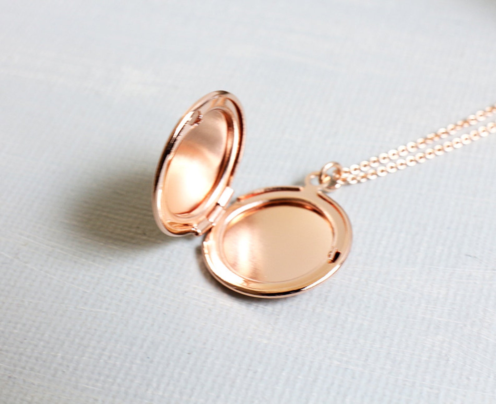 Rose Gold Locket Necklace. Small Round Rose Gold Plated Locket - Etsy