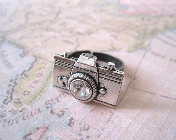 Camera Ring. Antique Silver Camera Ring. Adjustable Ring. Friendship ...