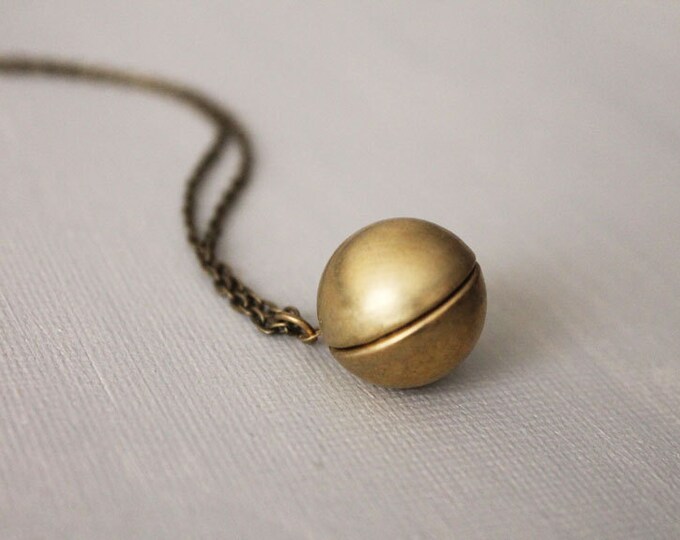 Simple Brass Ball Locket Necklace. Simple Style Ball Locket in Long ...