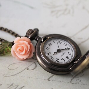 Rose Mini Pocket Watch Necklace.small Rose Pockaet Watch | Etsy
