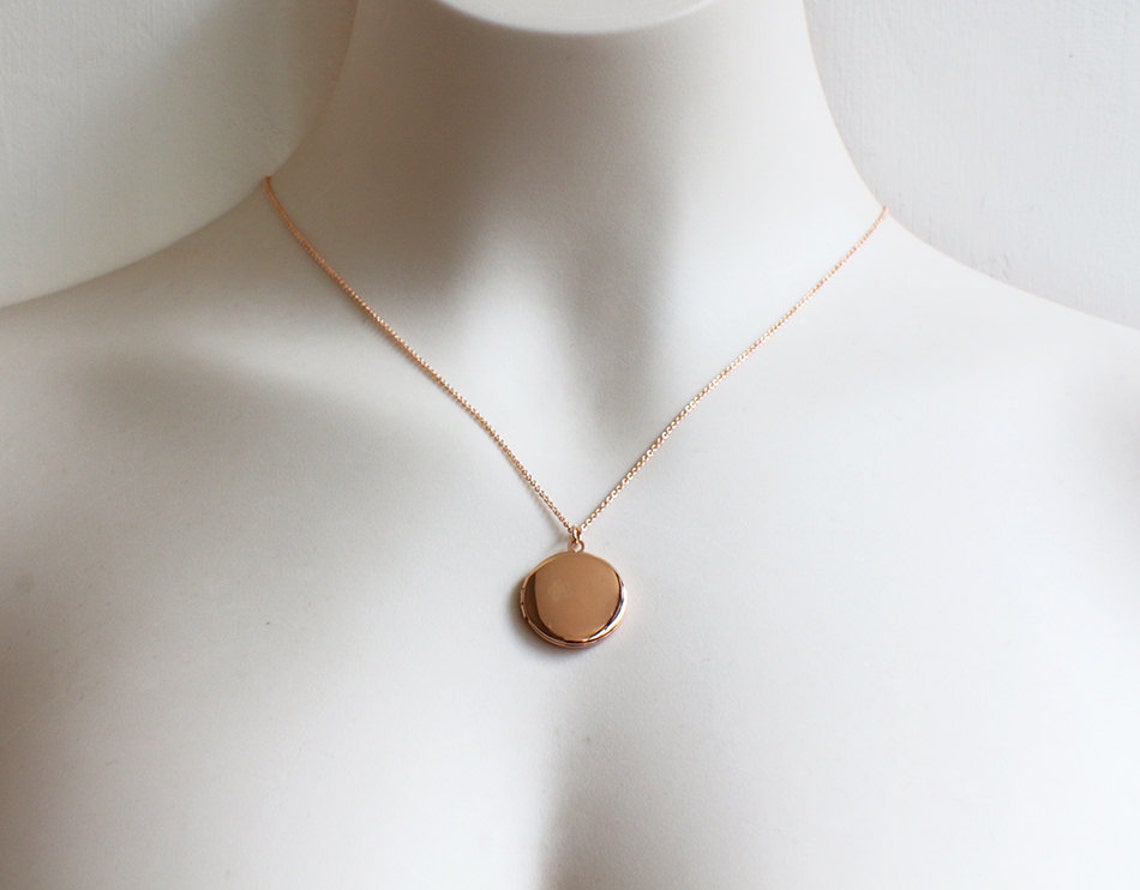 Rose Gold Locket Necklace. Small Round Rose Gold Plated Locket - Etsy