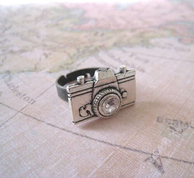 Camera Ring. Antique Silver Camera Ring. Adjustable Ring. - Etsy