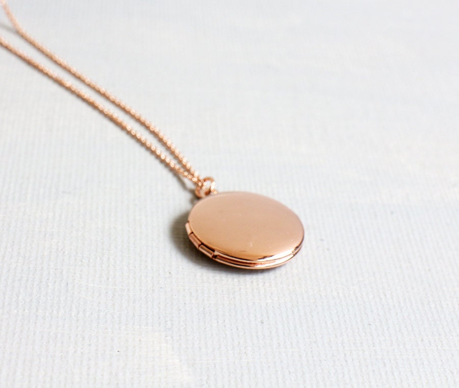Rose Gold Locket Necklace. Small Round Rose Gold Plated Locket | Etsy