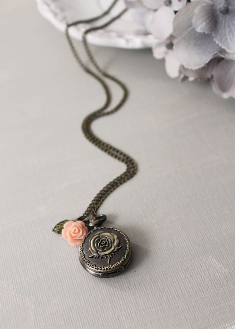 Rose Mini Pocket Watch Necklace.small Rose Pockaet Watch - Etsy