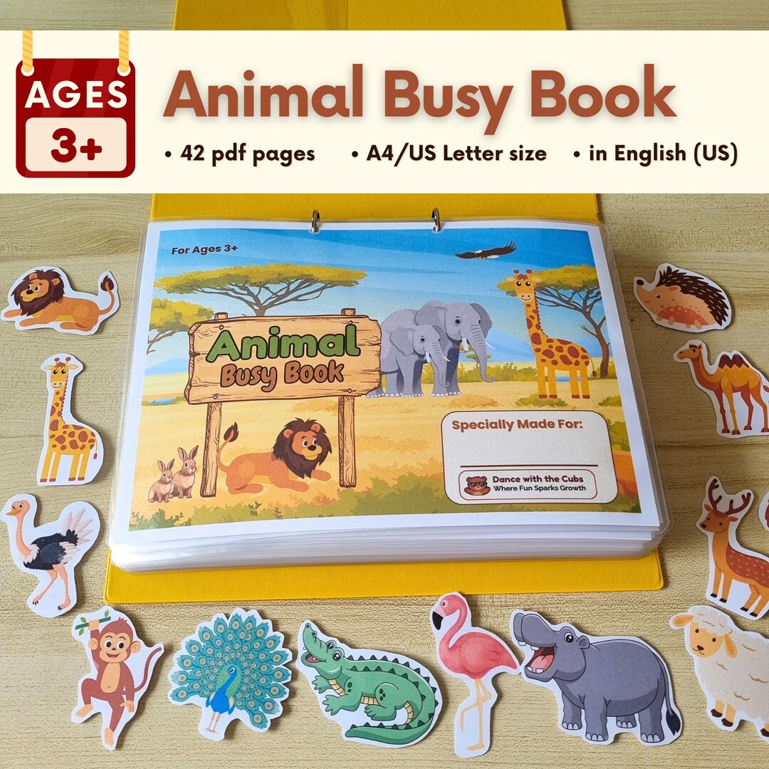 Animal Busy Book Printable, Toddler Activity Worksheets, Preschool ...