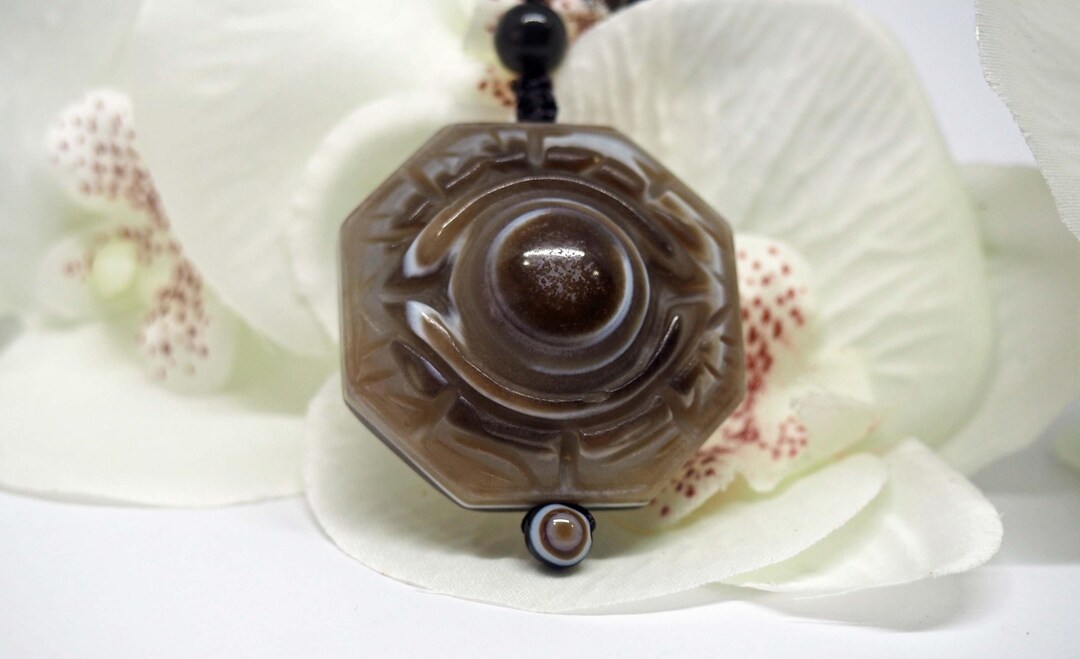 RARE Tibet Heaven Eyed/bagua Old DZI BEAD (西藏天眼八卦老天珠) Amulet Pendant ...