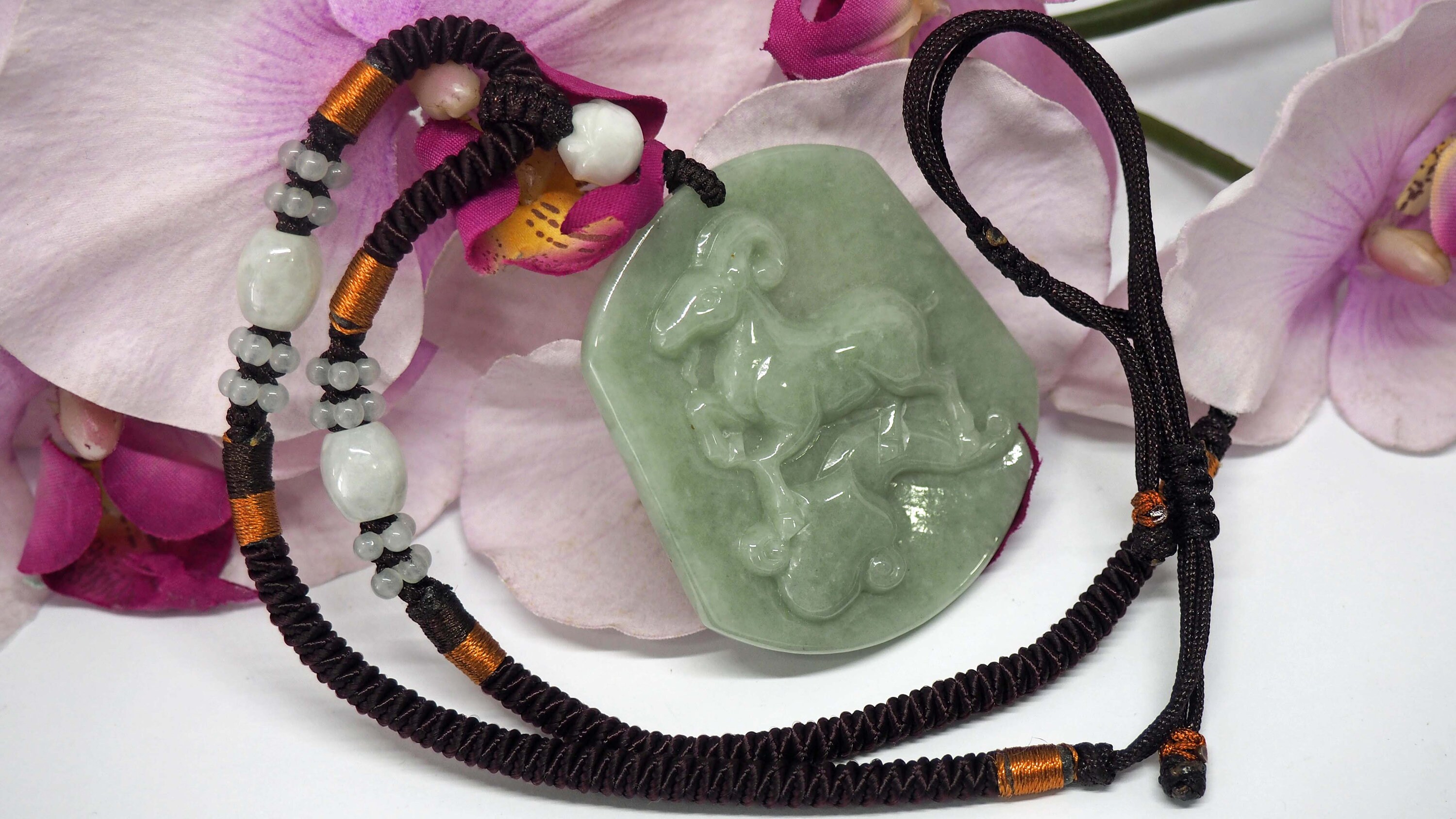 Jade Carved LUCKY GOAT Pendant 幸运羊吊坠 Good Luck Charm | Etsy