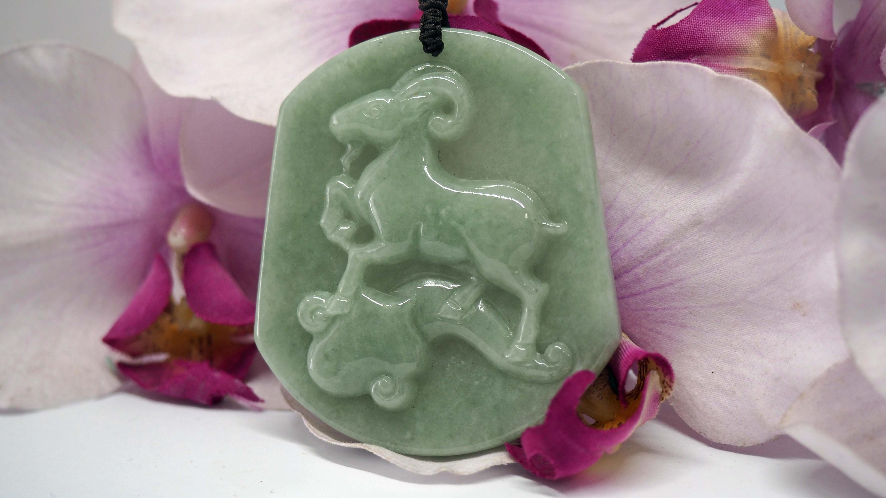 Jade Carved LUCKY GOAT Pendant 幸运羊吊坠 Good Luck Charm | Etsy