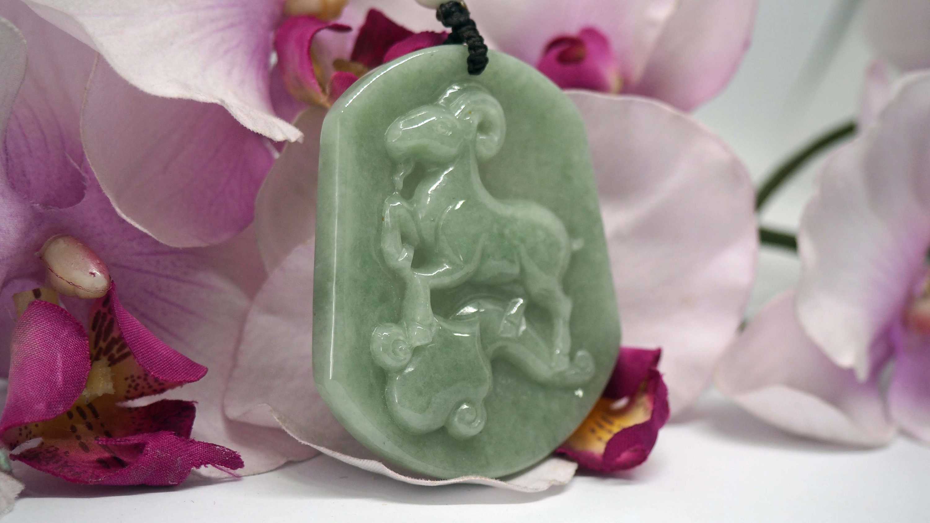 Jade Carved LUCKY GOAT Pendant 幸运羊吊坠 Good Luck Charm | Etsy