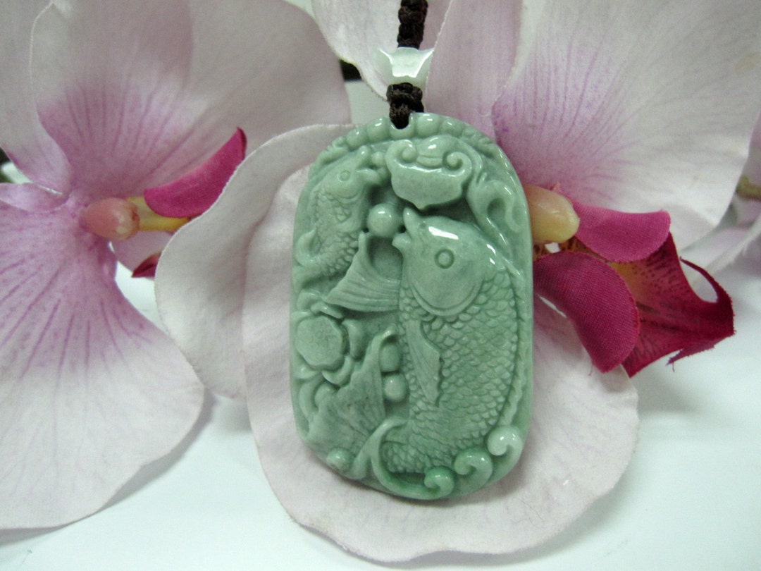 Jade Carp Fish (鲤鱼) Good Luck Charm Necklace - Etsy Singapore