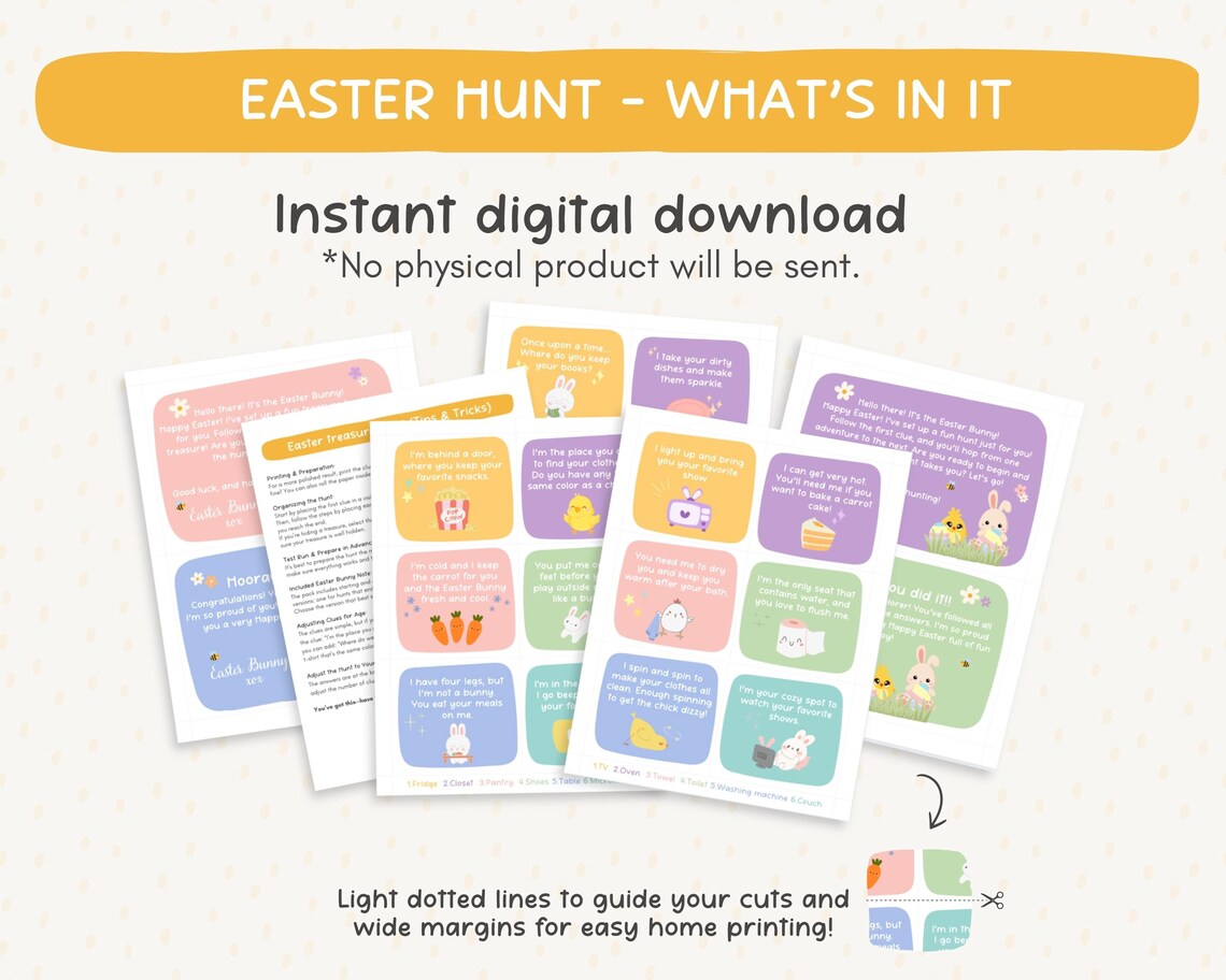 Printable Easter Scavenger Hunt, Indoor Treasure Hunt for Kids, Easter ...