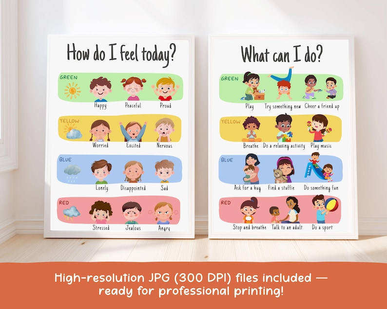 Emotions Chart for Kids Printable, Feelings Poster, Emotional ...