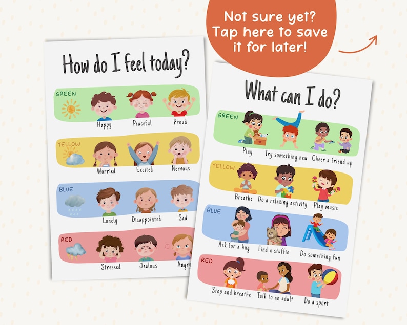 Emotions Chart for Kids Printable, Feelings Poster, Emotional ...
