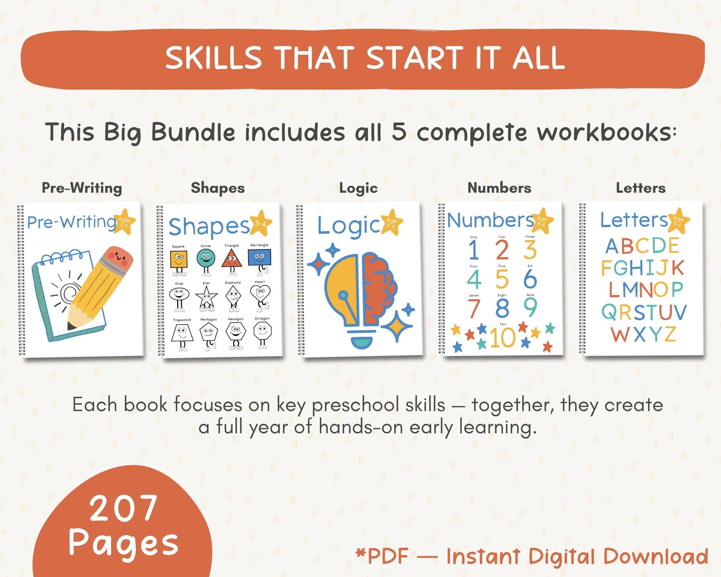 Back to School Bundle for Ages 3-4 | Preschool Curriculum Worksheets ...