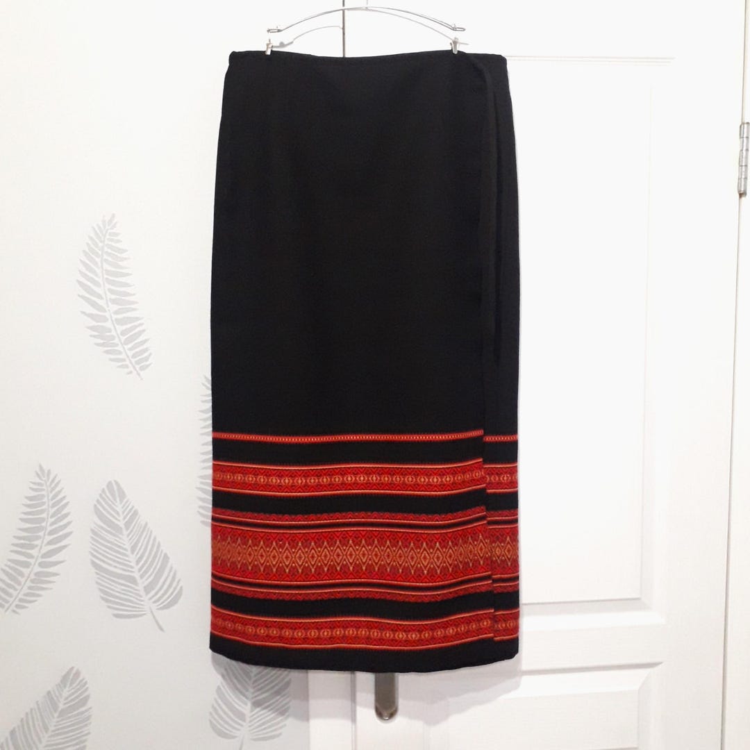 Red Ukrainian Skirt, Black Plakhta, Ethnic Skirt, Wrap Skirt, National ...