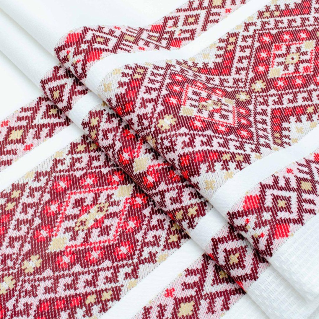 Embroidered Rushnyk, Ukraine Rushnyk With Burgundy and Red Ornament ...