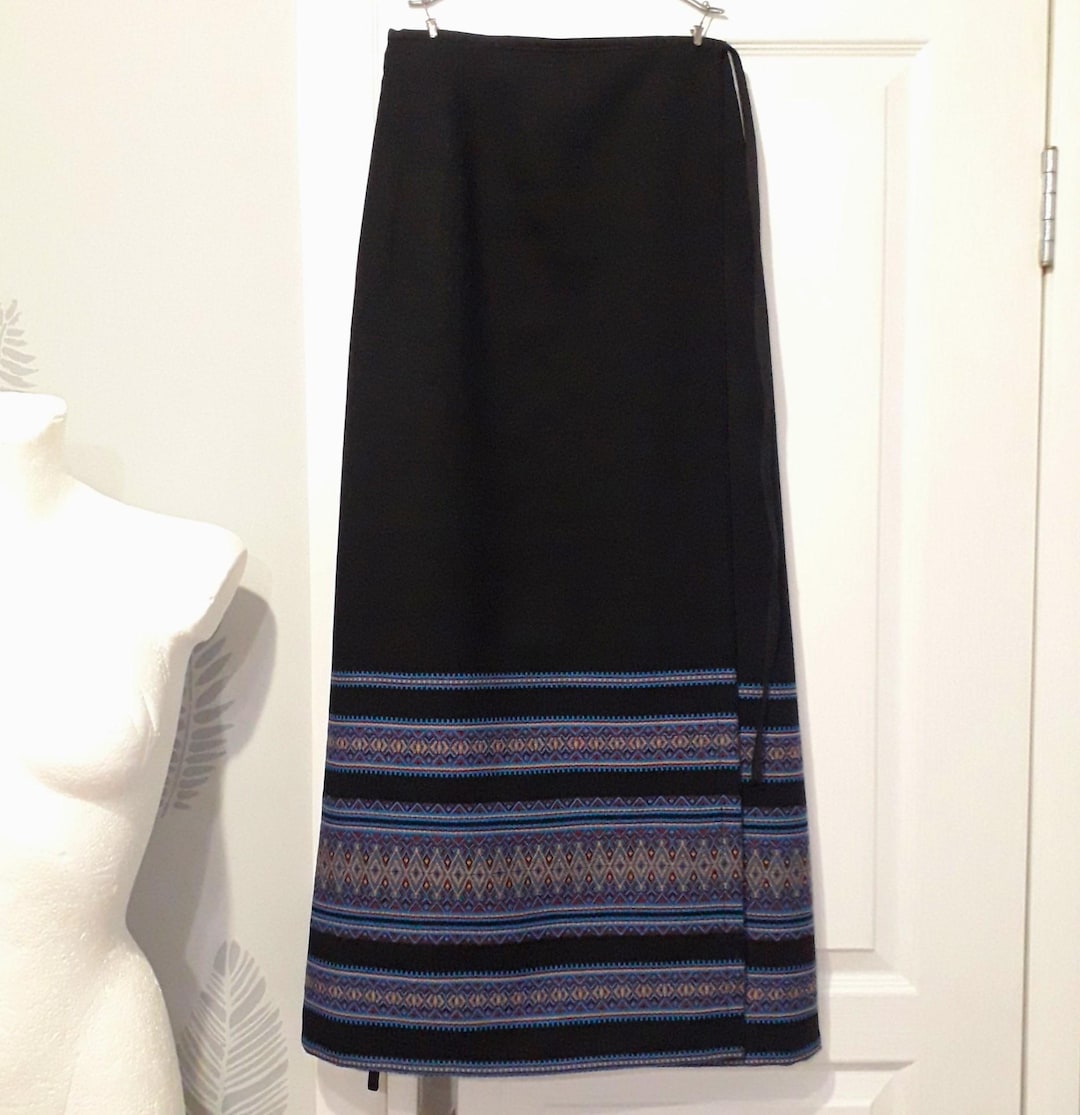 Blue Ukrainian Skirt, Black Plakhta, Embroidered Skirt, Ethnic Skirt ...