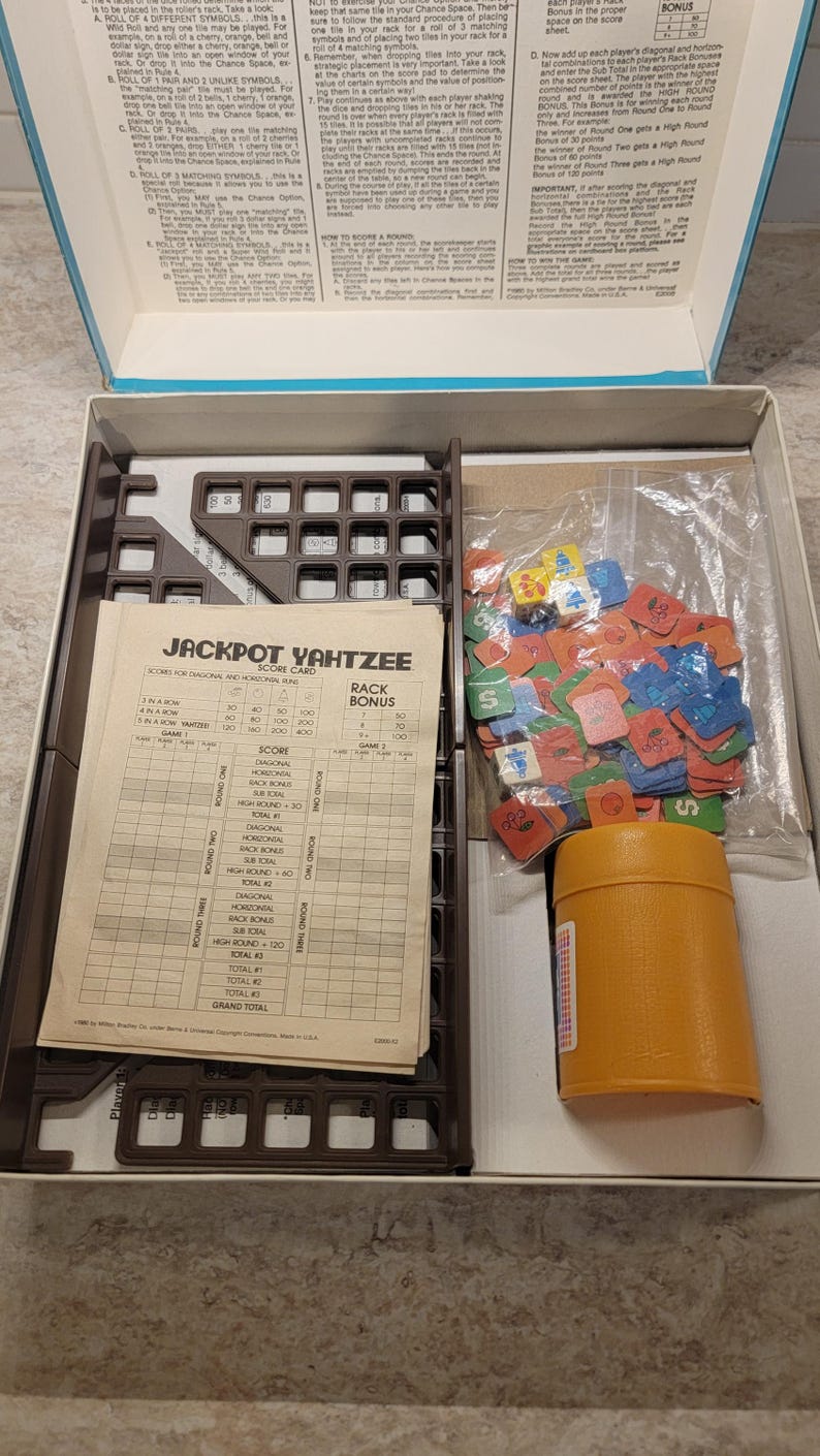 Vintage Yahtzee Board Game, Vintage Jackpot Yahtzee, 1980s Yahtzee ...