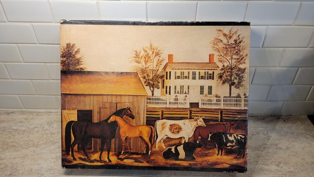 Vintage Springbok Jigsaw Puzzle, the Barnyard by Amzi Emmons Zeliff ...