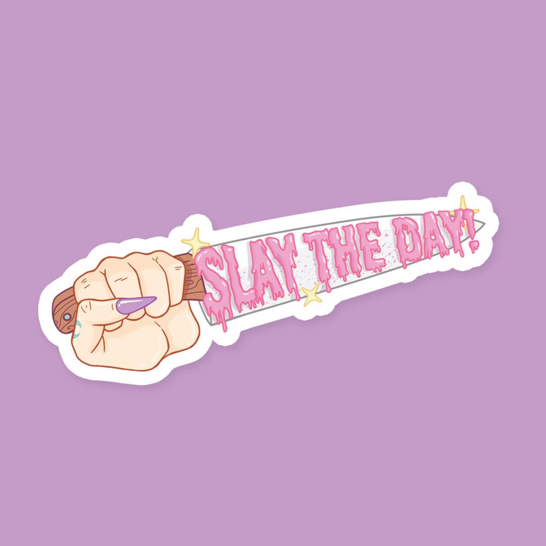 Slay the Day, Glitter Sticker, Halloween Sticker, Knife Sticker, Pastel ...