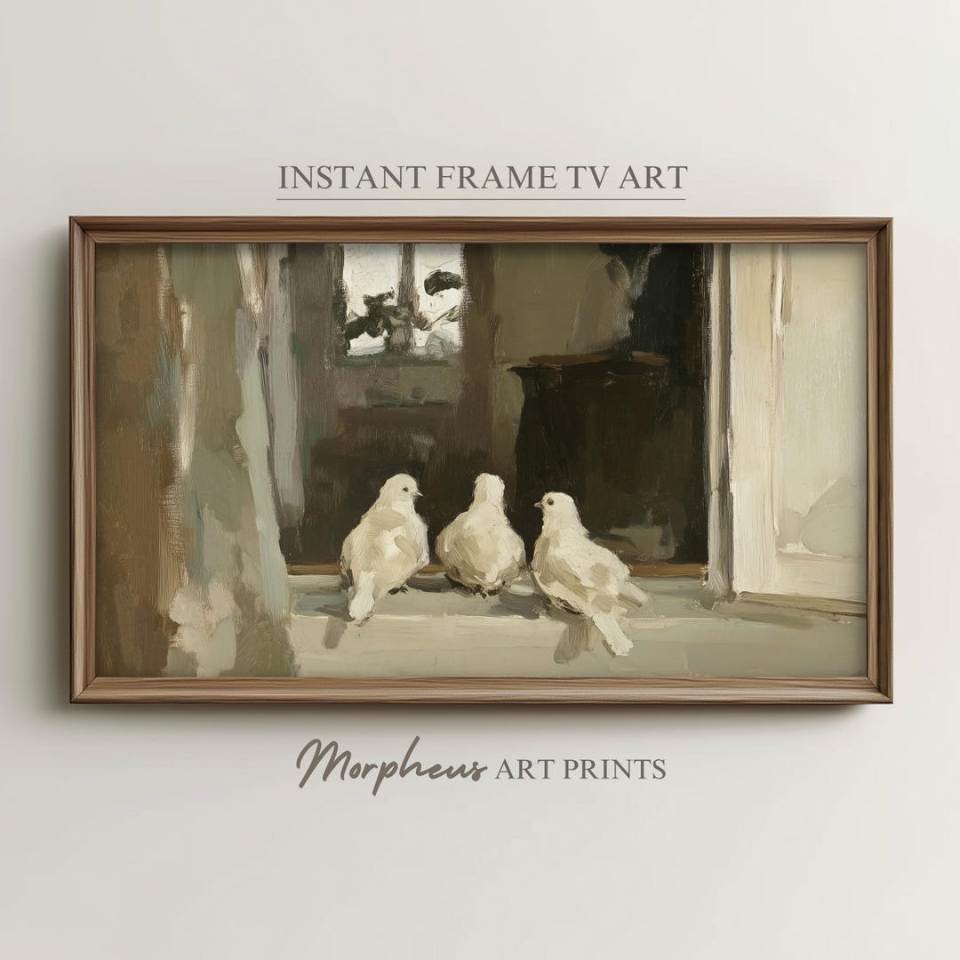 White Doves Oil Painting | Vintage Style Bird Painting | Frame TV ...