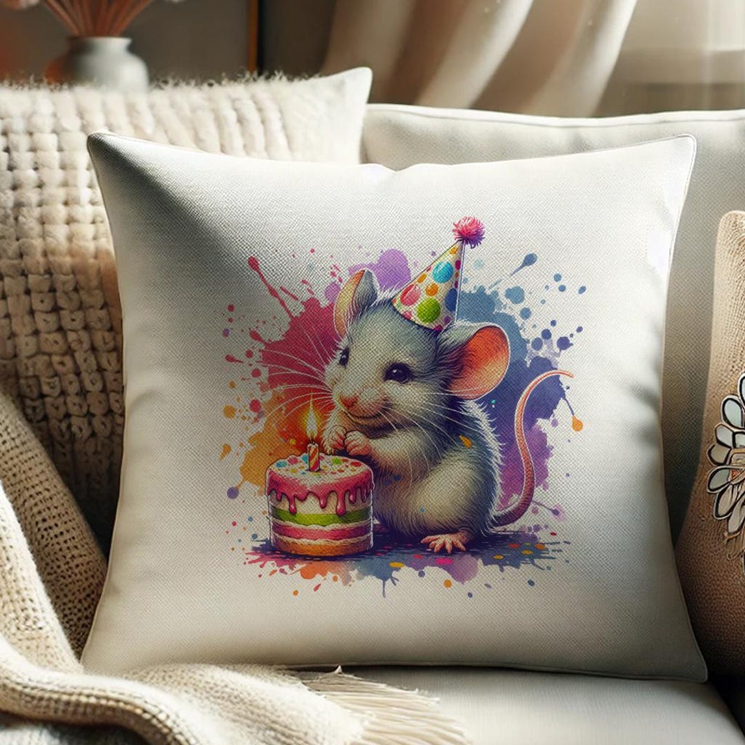 Cute Mouse Birthday PNG, Party Mouse Clipart, Watercolor Mouse With ...