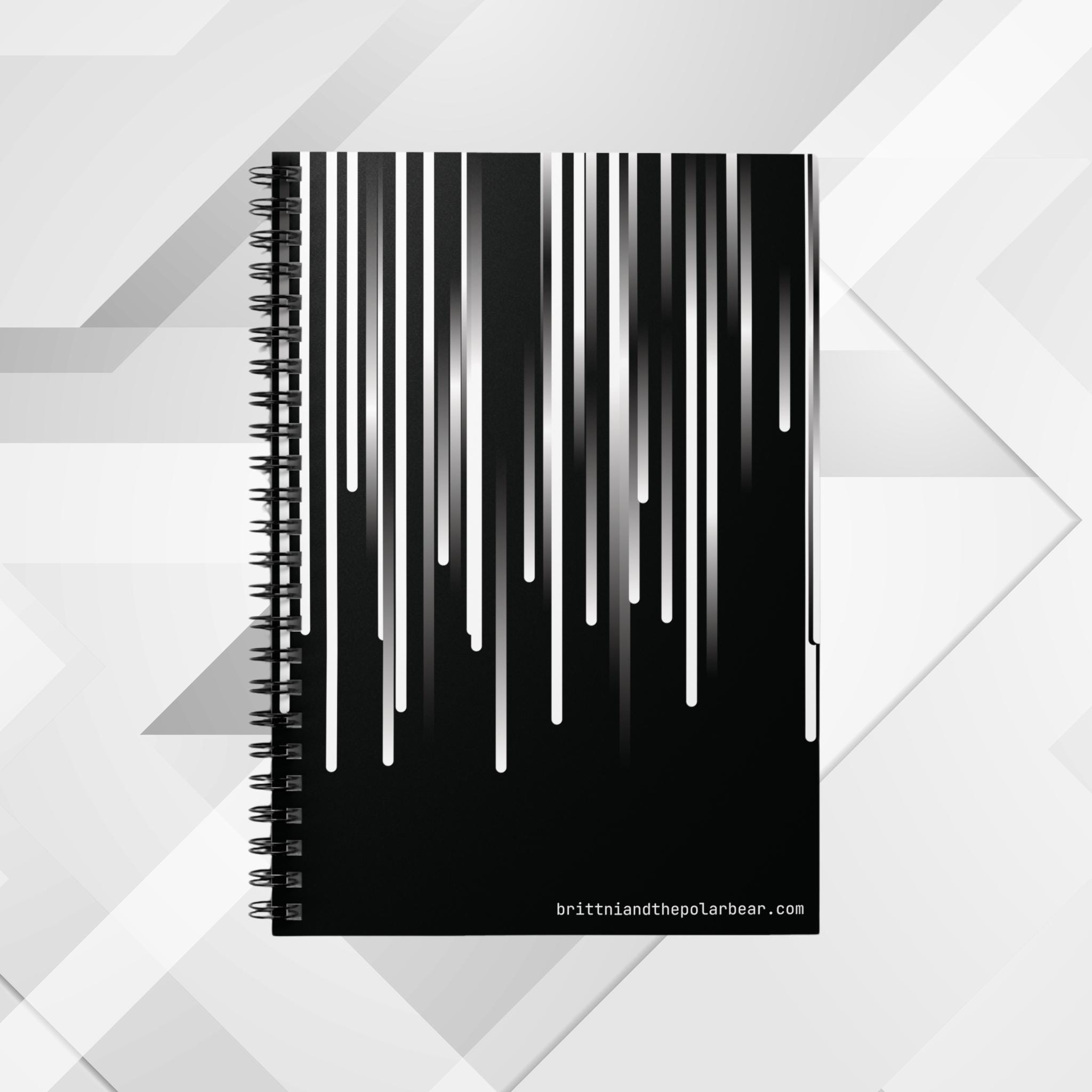 Black and White Shadow Stripe Spiral Notebook - Geometric Journal With ...