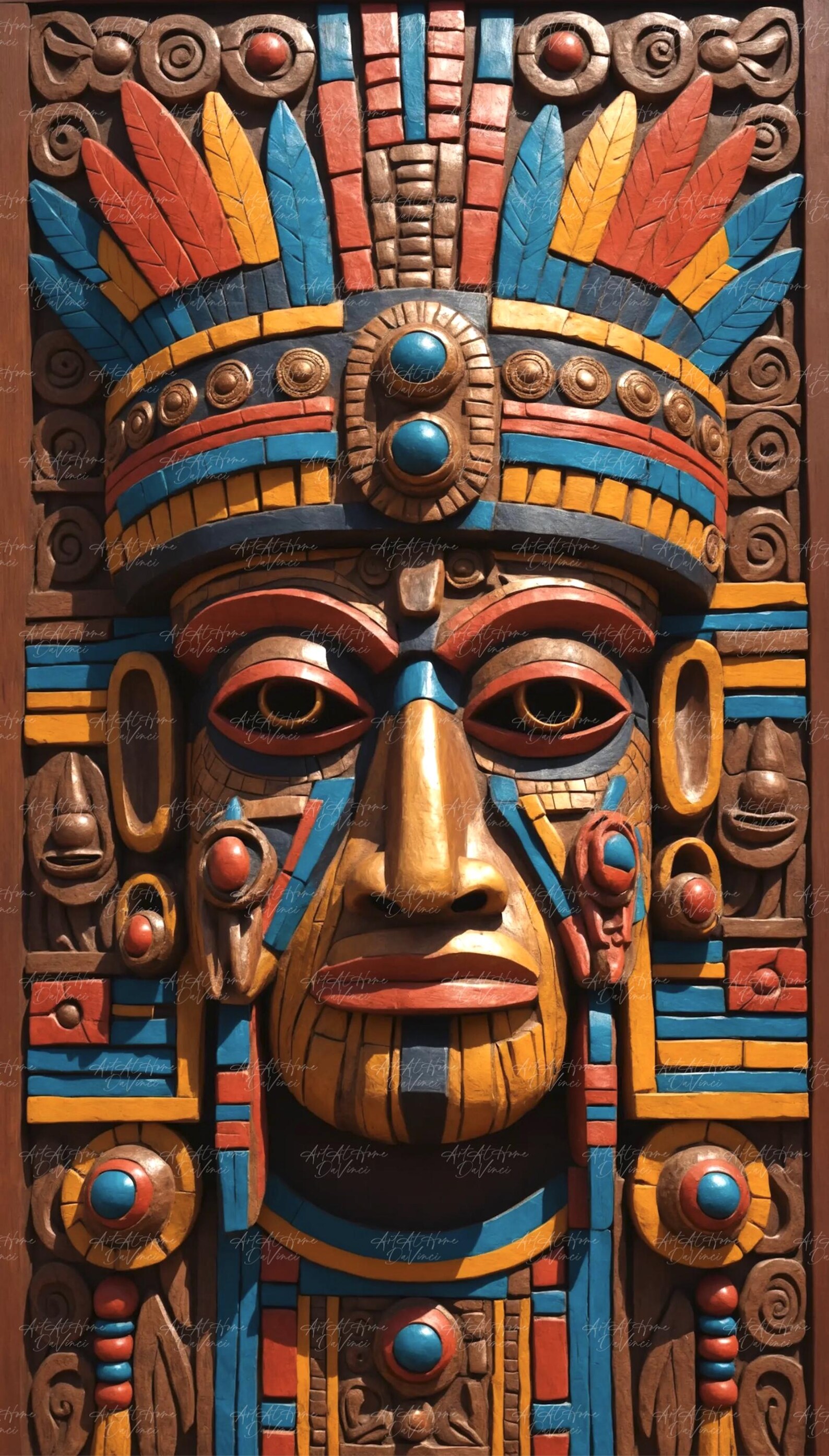 4K Inca Tribal Wall Art, Vibrant Decorative Wooden Mask for Wall - Etsy