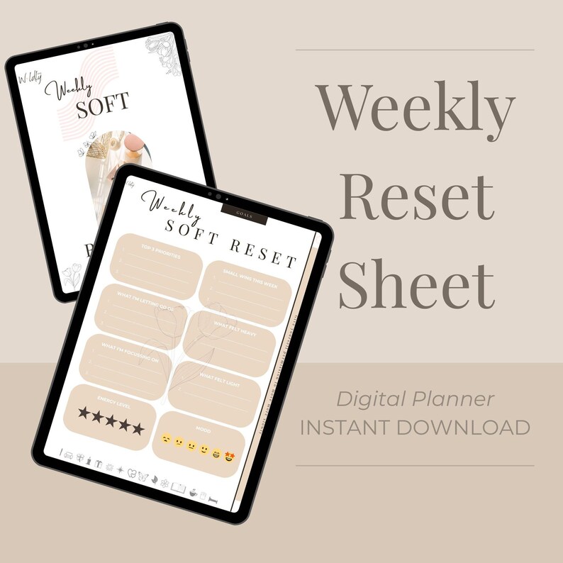 Weekly Reset Sheet | Digital Planner PDF | Women's Reflection & Planner ...