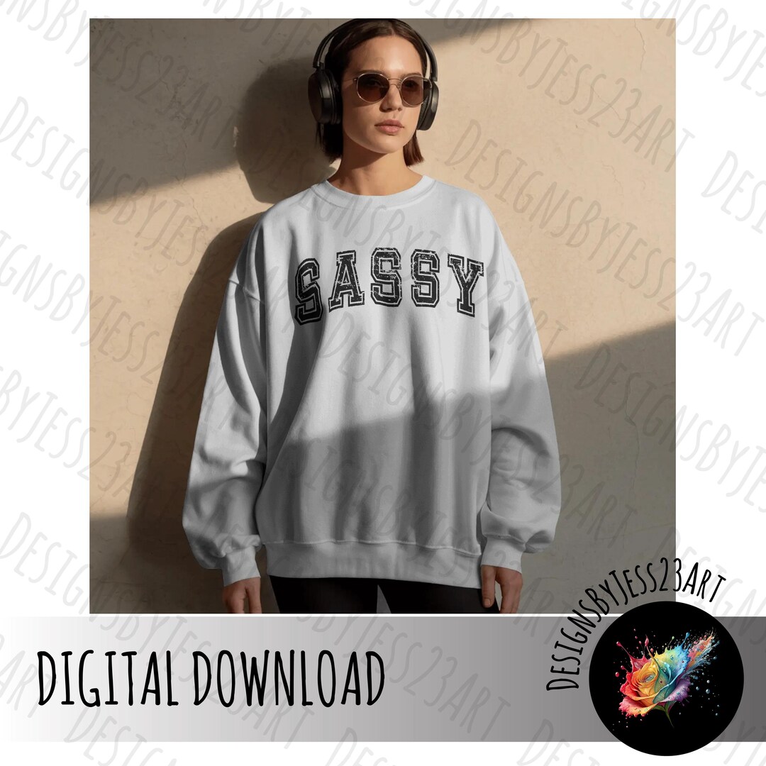 Sassy Text Collegiate Font Style Typography Digital Download Png Svg ...