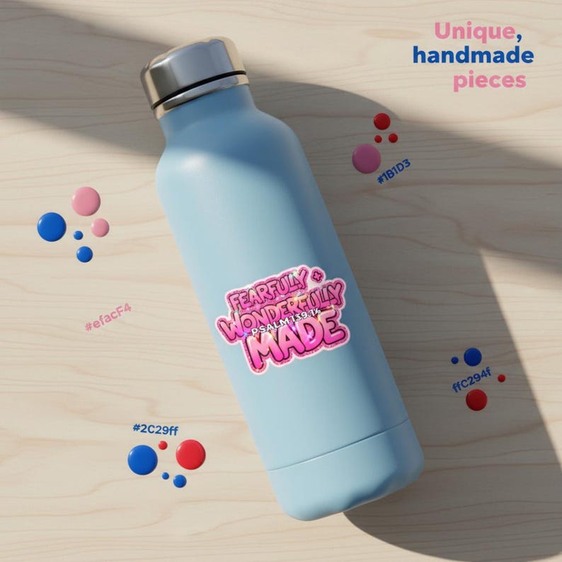 Psalm 139:14 Vinyl Sticker, Pink Glitter, Waterproof Decal - Etsy