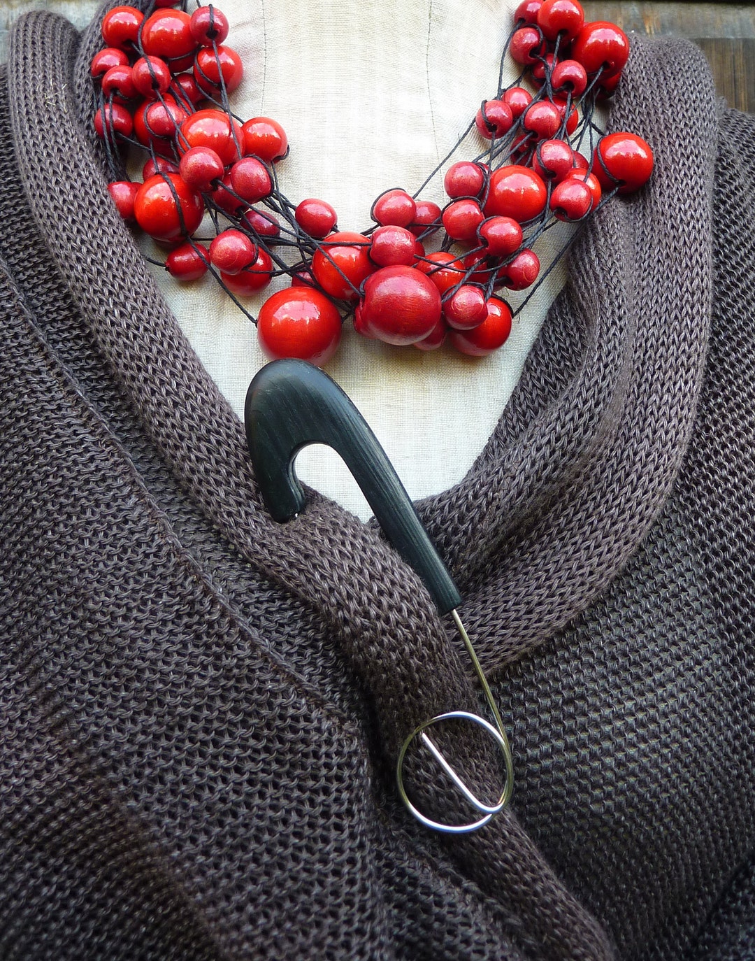 Black Safety Pin Made of Wood . Wooden Cloth Pins.ecofriendly Jewelry ...