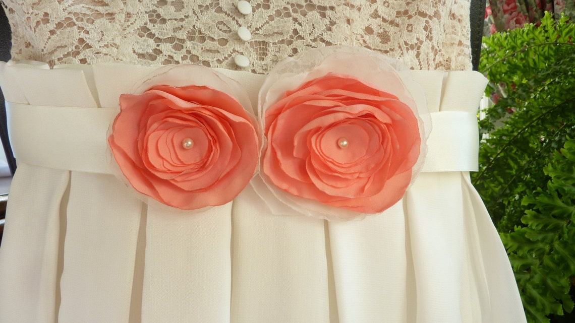 Peach Satin Blush Wedding Sash - Etsy
