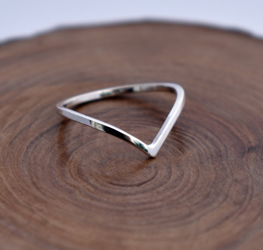 Wishbone Ring Handmade in Recycled Sterling Silver - Chevron Ring ...