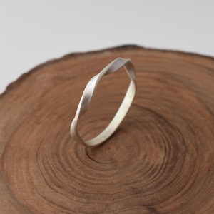 Gentle Twist Ring in Recycled Sterling Silver - Mobius Ring - Wave Ring - Stackable - Minimalist ...