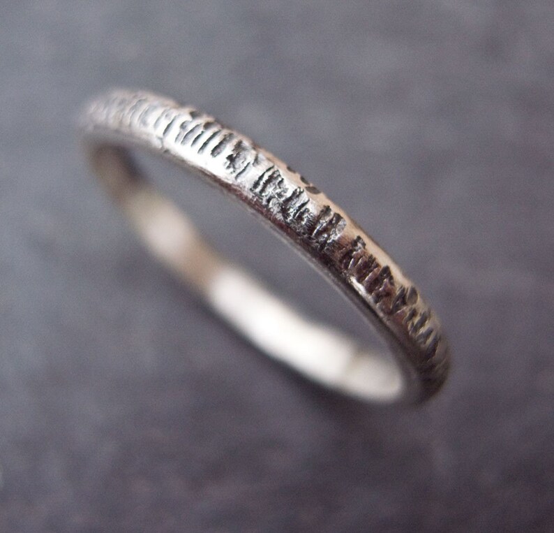 Leaf and Tree Bark Rings in Silver - Etsy