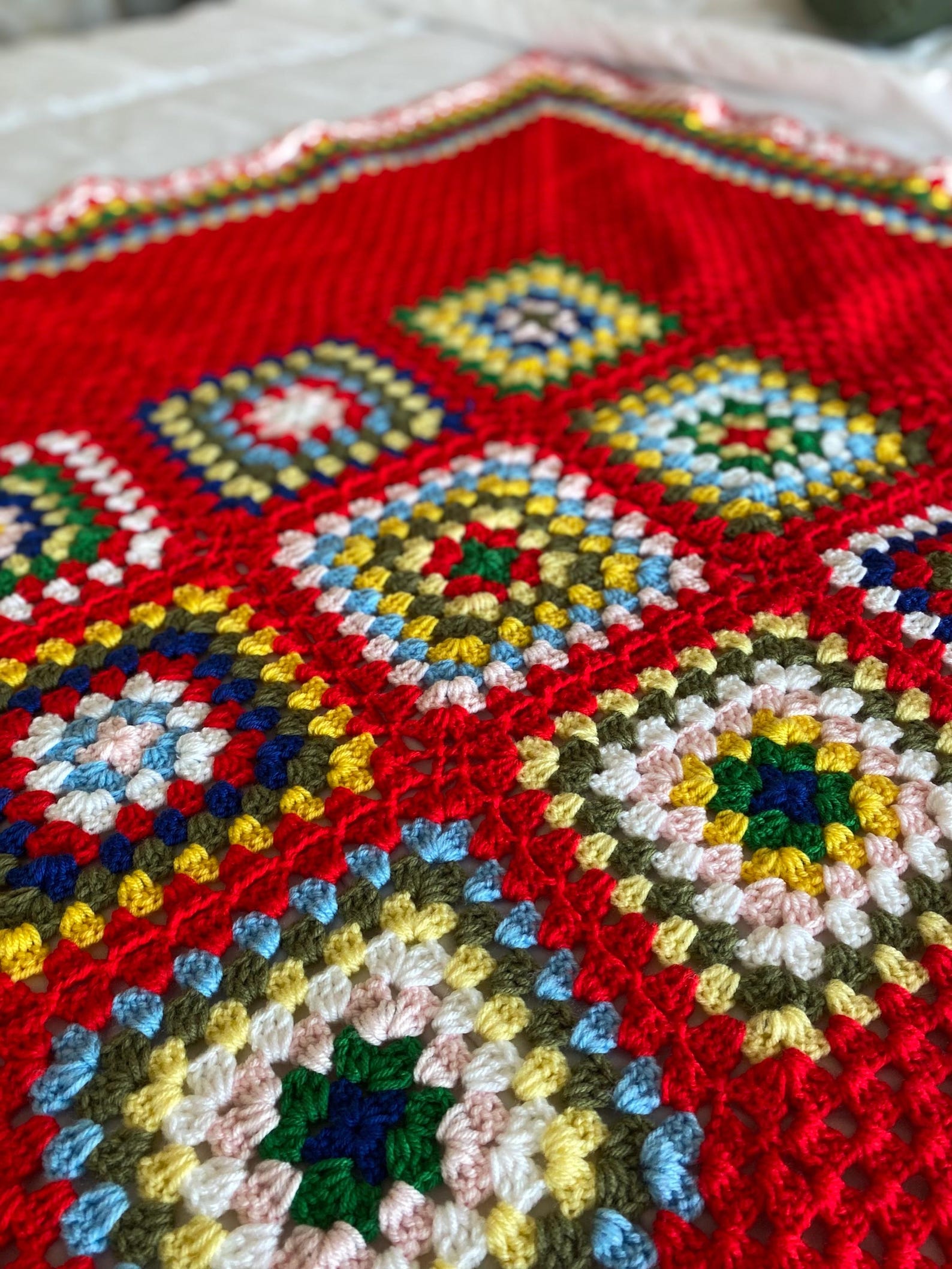 Multi Colored Crochet Granny Square Blanket - Etsy