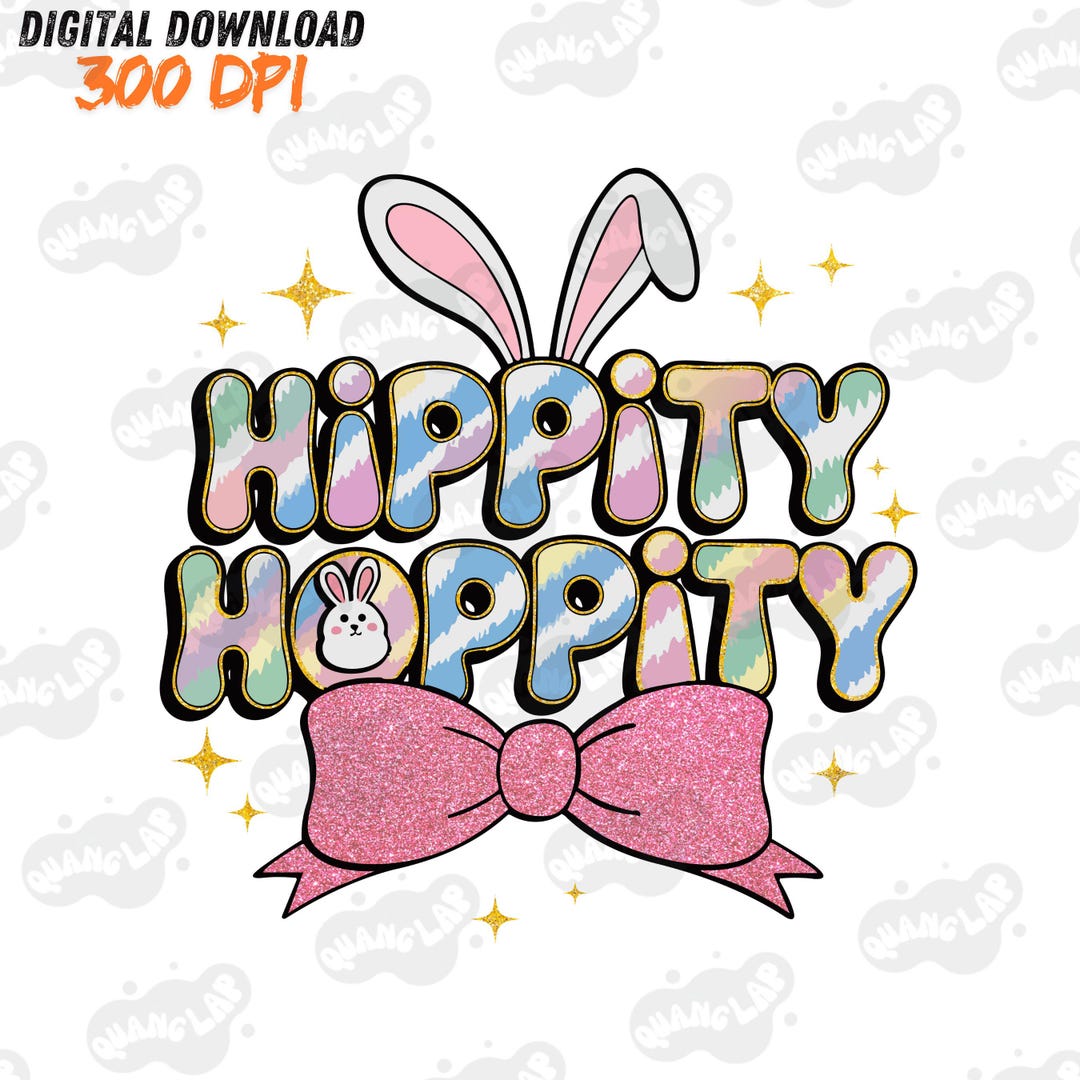Hippity Hoppity Easter PNG, Happy Easter Png, Brushstroke Bunny Easter ...